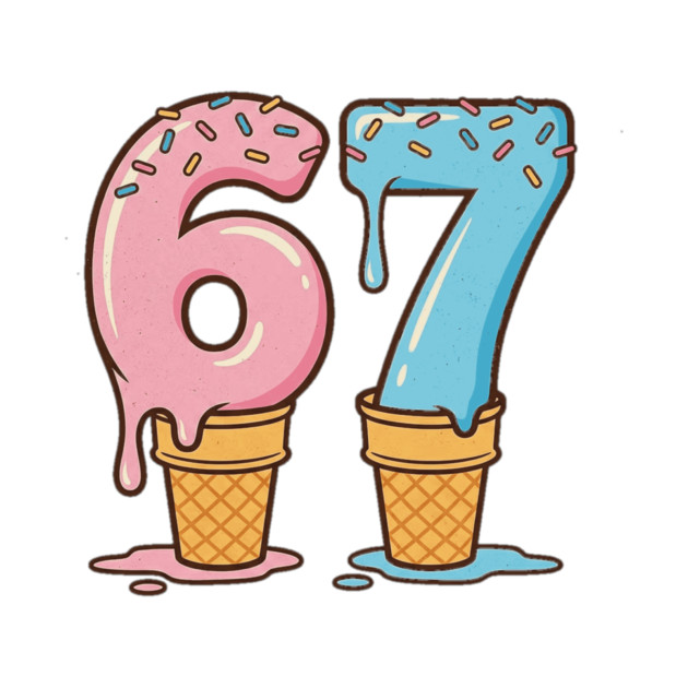 Six Seven Ice Cream Dripping Slang Meme Brainrot Sprinkles Number 67 ...