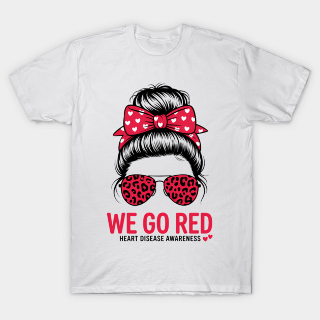 Go Red Messy Bun Women In February Heart Disease Awareness - Go Red ...
