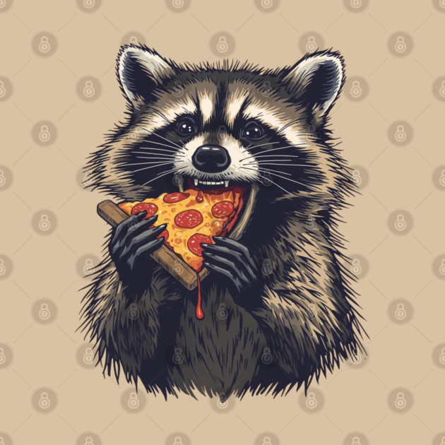 Raccoon Eat Pizza Funny - Funny - T-Shirt | TeePublic