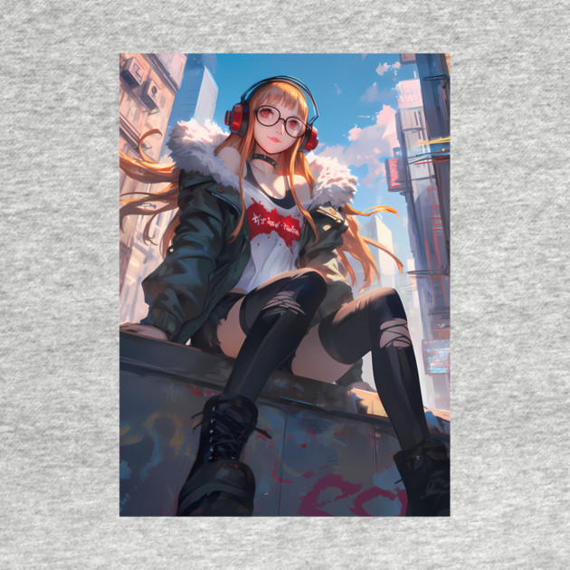 Futaba Sakura Persona 5 Game Anime Girl Cyber City Headphones - Futaba ...