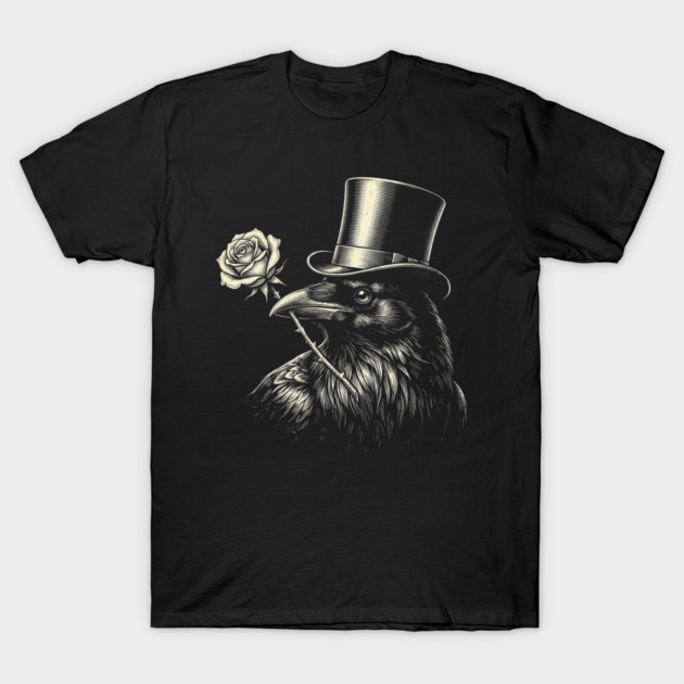 Edgar Allan Poe Raven Bird Victorian Top Hat Rose Gothic Literature ...