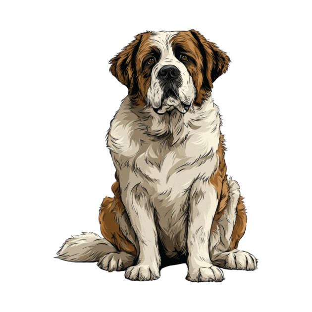 Red and White St Bernard Dog Illustration - Red And White St Bernard ...