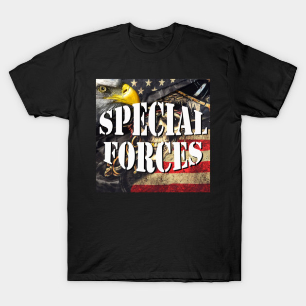 Special Forces white text - Military - T-Shirt | TeePublic