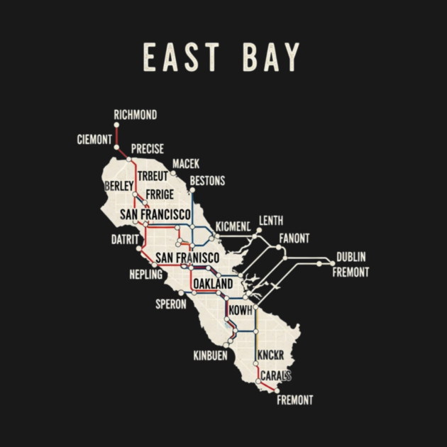 East Bay Subway Map - East Bay Subway Map - T-Shirt | TeePublic