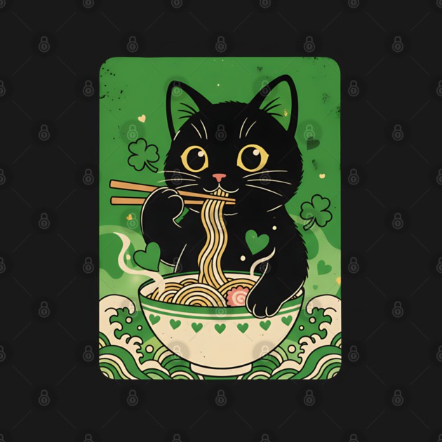 Lucky Ramen Cat Japan - Japanese Cat - T-Shirt | TeePublic