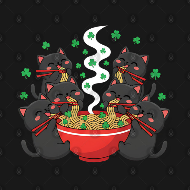 Lucky Ramen Party Cat Japan - Japanese Cat - T-Shirt | TeePublic