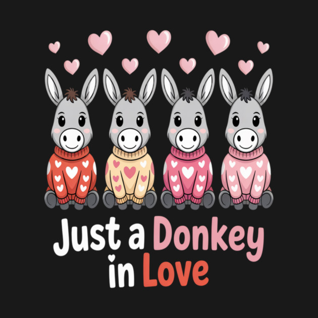 Just A Donkey in Love Valentine's Day Group Donkeys Farmer - Just A ...