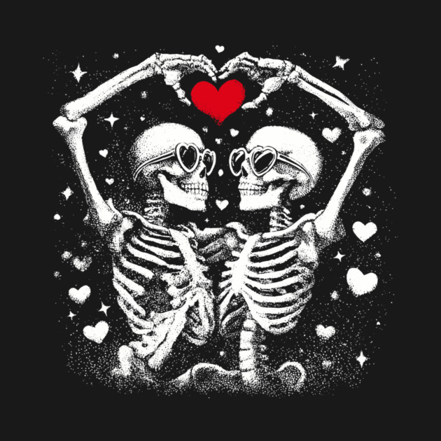 Skeleton Hands Heart Sketch - Skeleton Love Design - T-Shirt | TeePublic