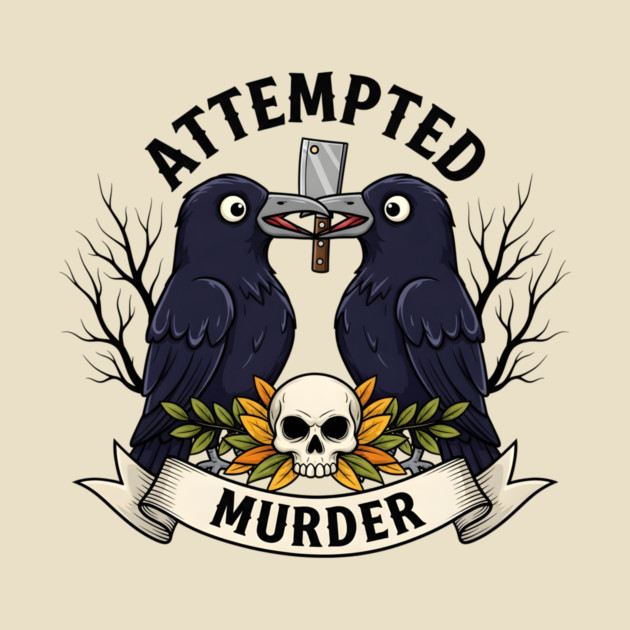 Cartoon Attempted Murder Crow Pun - Crow - T-Shirt | TeePublic