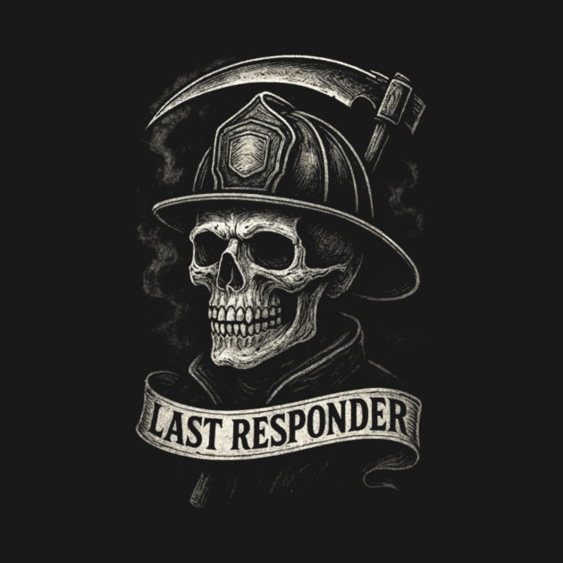 Last Responder – Firefighter Skull Emblem - Firefighter - T-Shirt ...