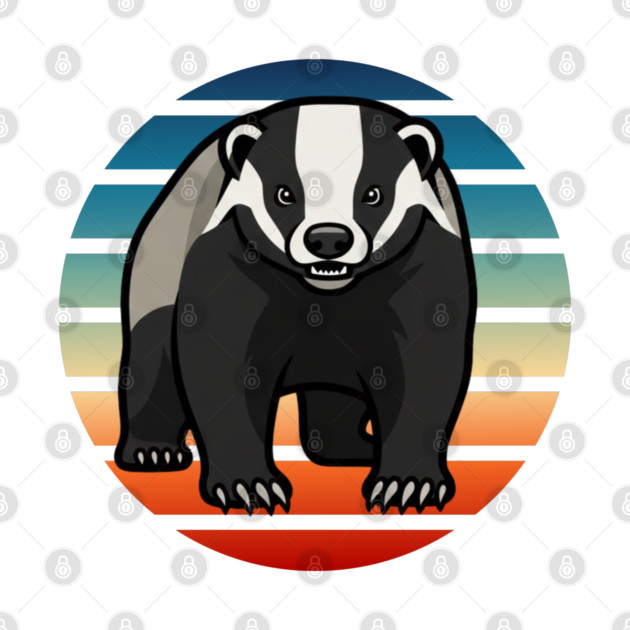 Retro Honey Badger Sunset Wildlife Vector Illustration - Honey Badger ...
