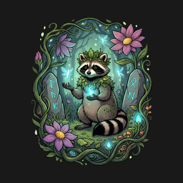 Enchanted Forest Raccoon Fantasy Spirit - Raccoon - T-Shirt | TeePublic
