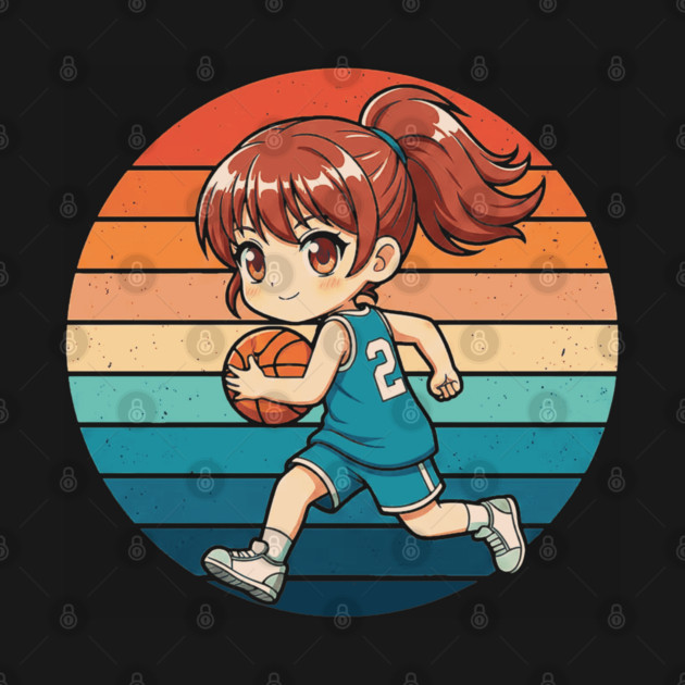 Chibi Basketball Girl Retro Sunset Anime Aesthetic Sports Character ...