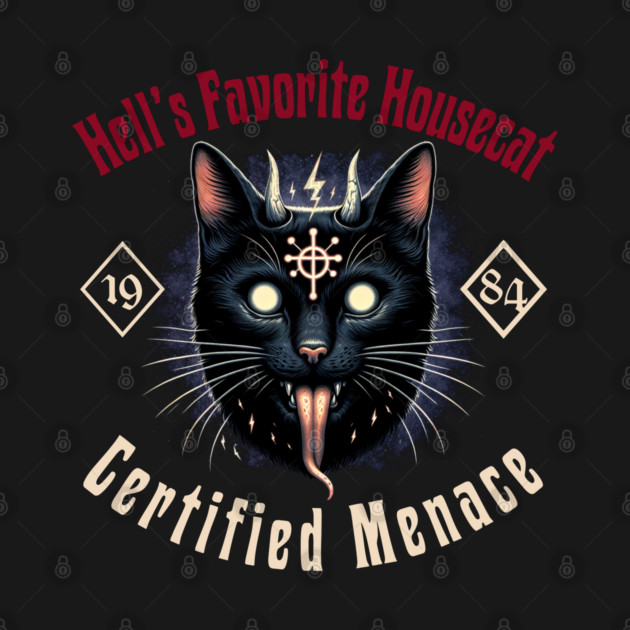 Hell’s Favorite Housecat Dark Digital Art - Horned Black Cat - T-Shirt ...