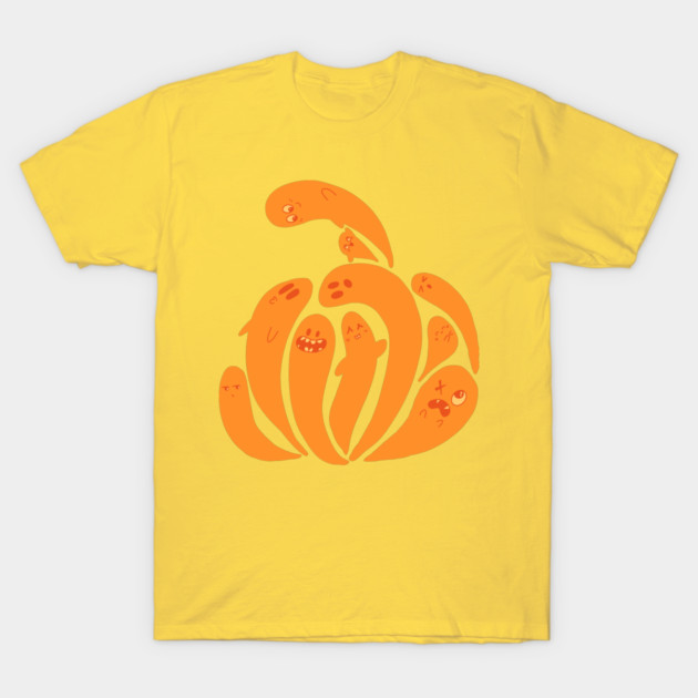 Ghost In A Pumpkin Silhouette with yellow background - Pumpkin - T ...