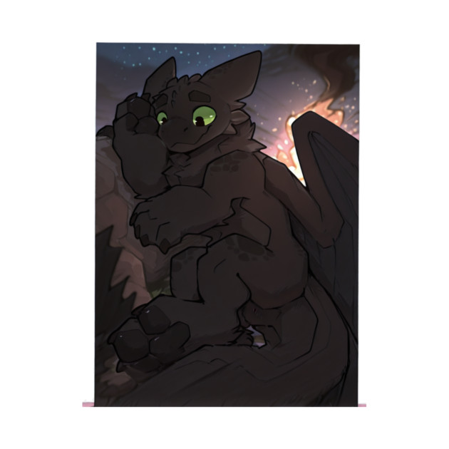 Contemplative Night Fury amidst the Flames - Night Fury - T-Shirt ...