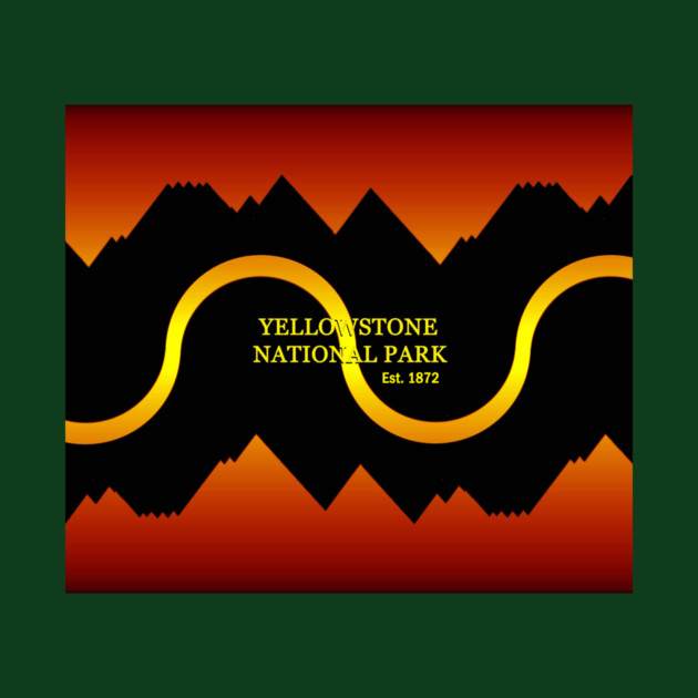 Yellowstone National Park Yellowstone River and Mountains Retro Art ...