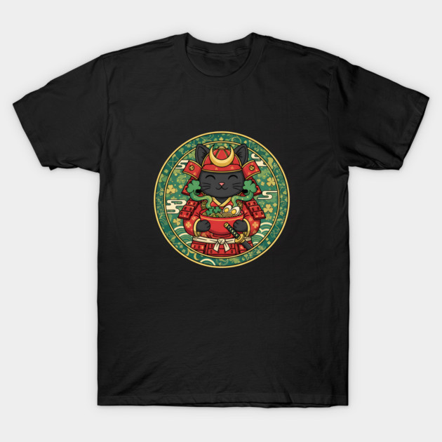 Lucky Samurai Cat – Japanese St Patrick Style - Japanese Cat - T-Shirt ...