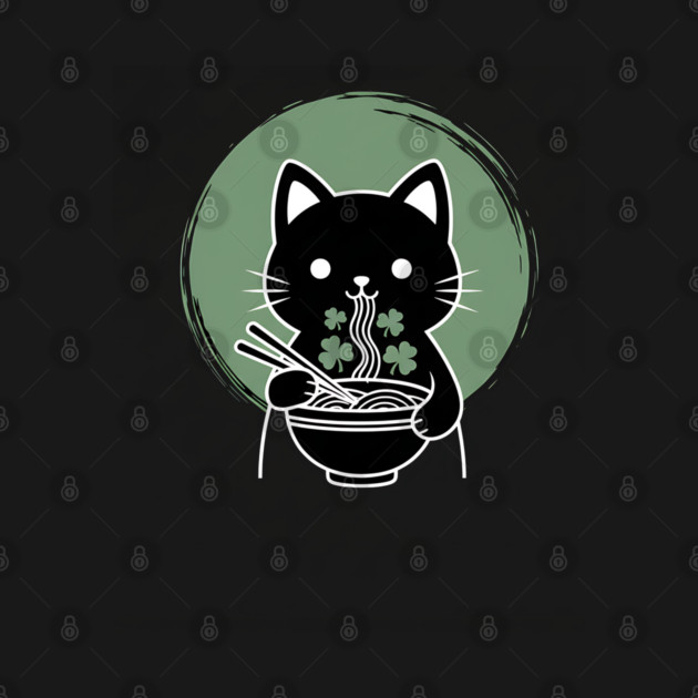 Lucky Zen Ramen Cat – Japanese Minimal Shamrock - Japanese Cat - T ...