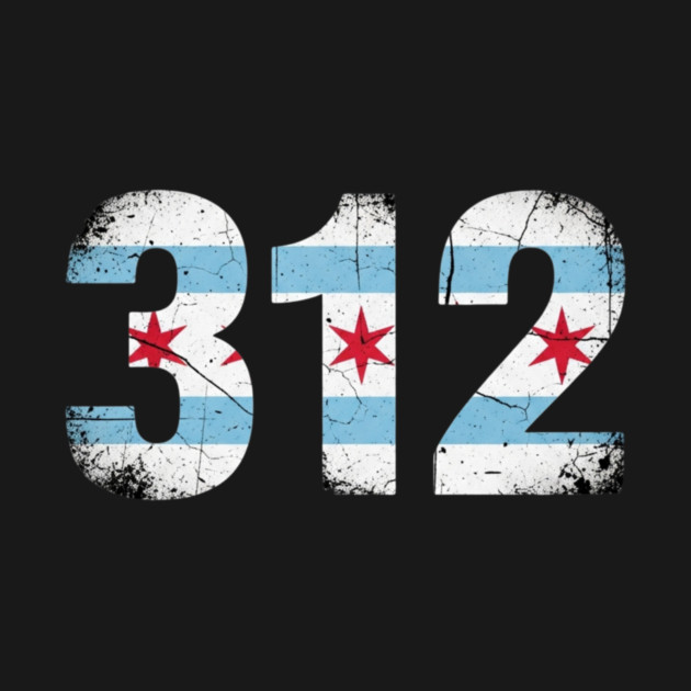 312 Area Code Chicago Flag Distressed - 312 Area Code Chicago Flag ...