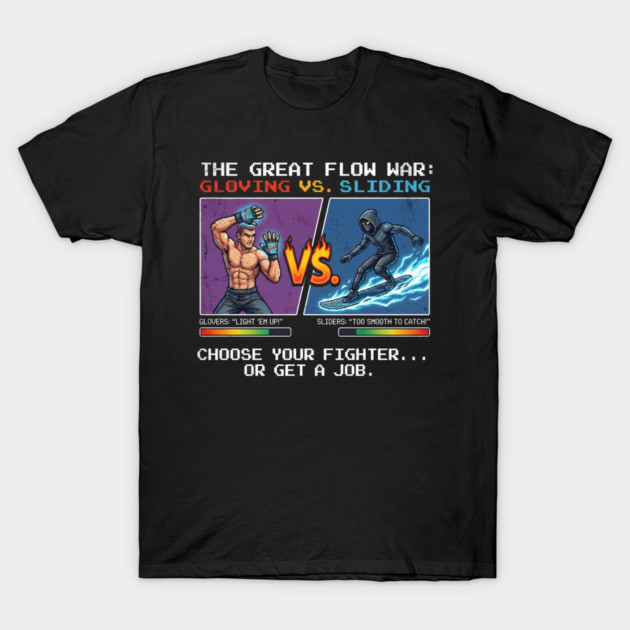 Retro Arcade Gloving vs Sliding Battle - Pixel Art - T-Shirt | TeePublic