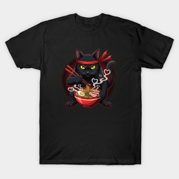 Ninja Ramen Love Cat - Japanese Cat - T-Shirt | TeePublic