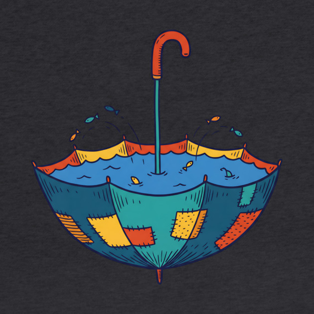 Umbrella Aquarium – Cozy Rainy Day Fish Shelter - Surrealism - T-Shirt ...