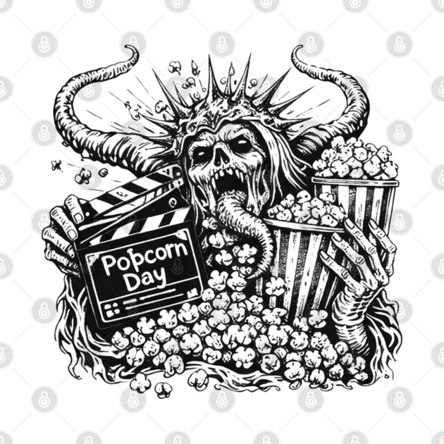 Popcorn Day Horror Movie Night - Popcorn Lover - T-Shirt | TeePublic