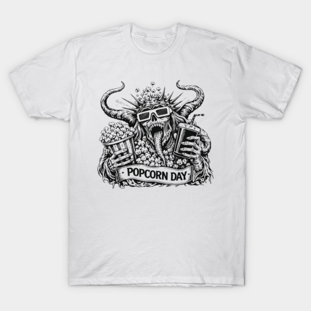 Popcorn Day Horror Chill Mode - Popcorn Lover - T-Shirt | TeePublic