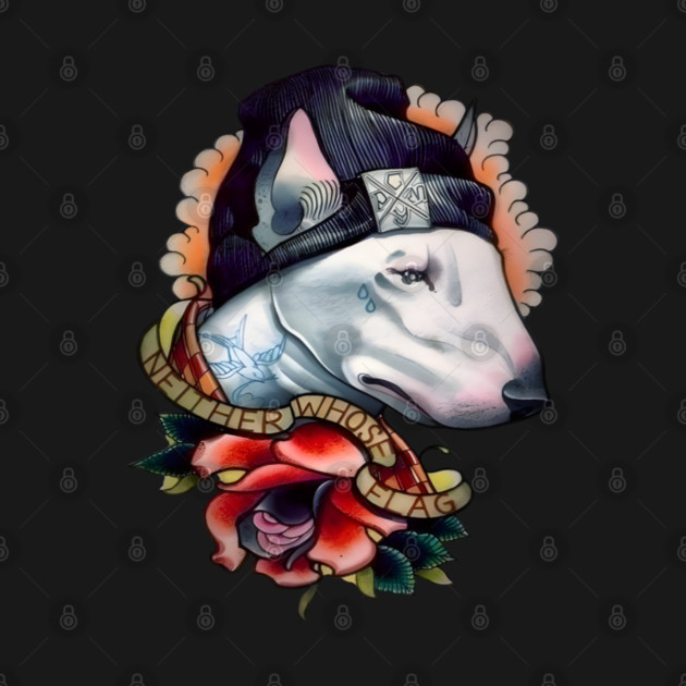 Bull Terrier Tattoo Art - Neither Whose Flag Vintage Rose - Bull ...
