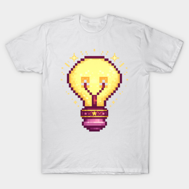 Smiling Pixel Light Bulb - Pixel Bulb - T-Shirt | TeePublic