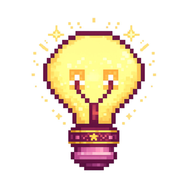 Smiling Pixel Light Bulb - Pixel Bulb - T-Shirt | TeePublic