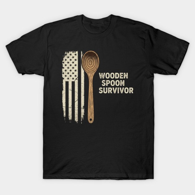 Wooden Spoon Survivor Retro American Flag Discipline Humor Slogan ...