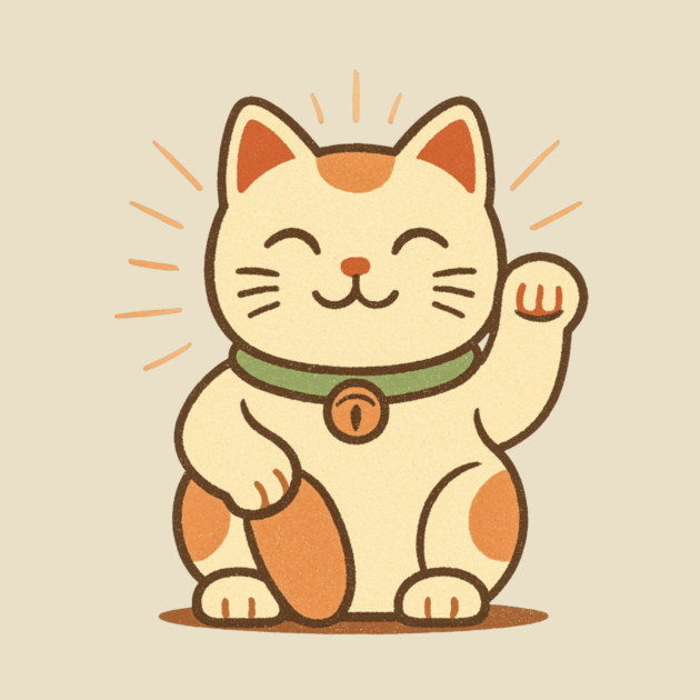 Lucky Cat – Waving Hand - Cat - T-Shirt | TeePublic