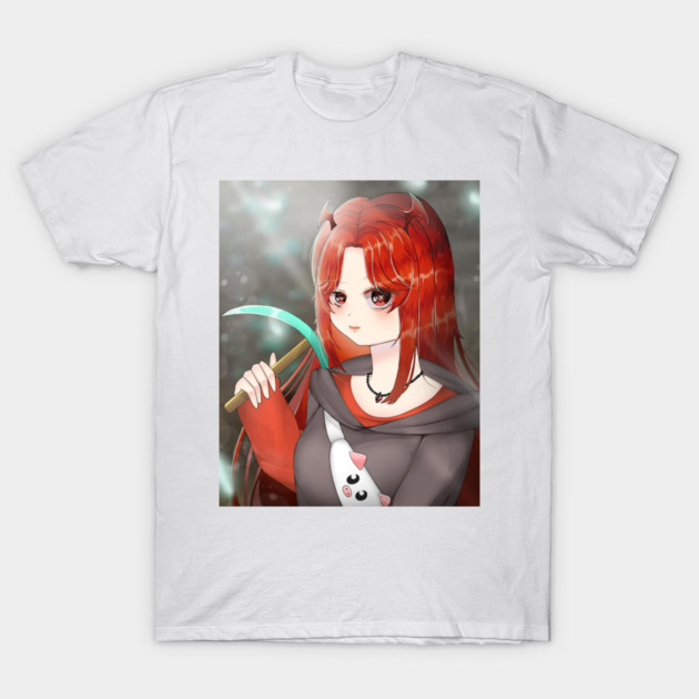 Reaper Girl with Cat - Anime - T-Shirt | TeePublic