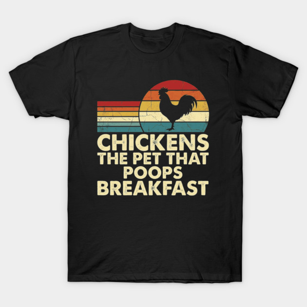 Backyard Chickens Retro Sunset Rooster Poops Breakfast Slogan Theme ...