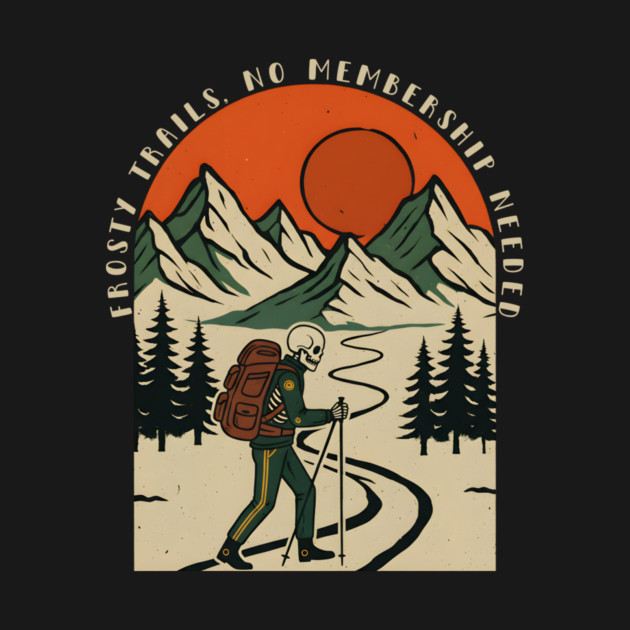 Vintage Frosty Trails Skeleton - Retro Hiking Nordic Walking - T-Shirt ...