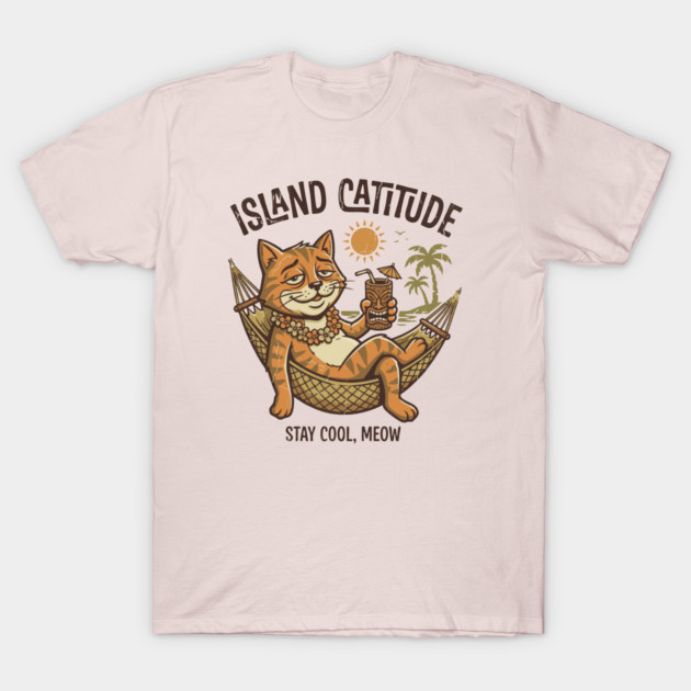 Island Catitude Relaxing Cat Tiki Hammock - Cat - T-Shirt | TeePublic