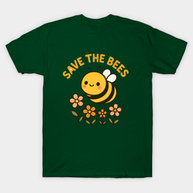 Save The Bees – Kawaii Honeybee Art - Bee - T-Shirt | TeePublic