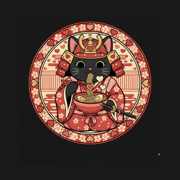 Samurai Love Cat – Japanese Valentine Night - Japanese Cat - T-Shirt ...
