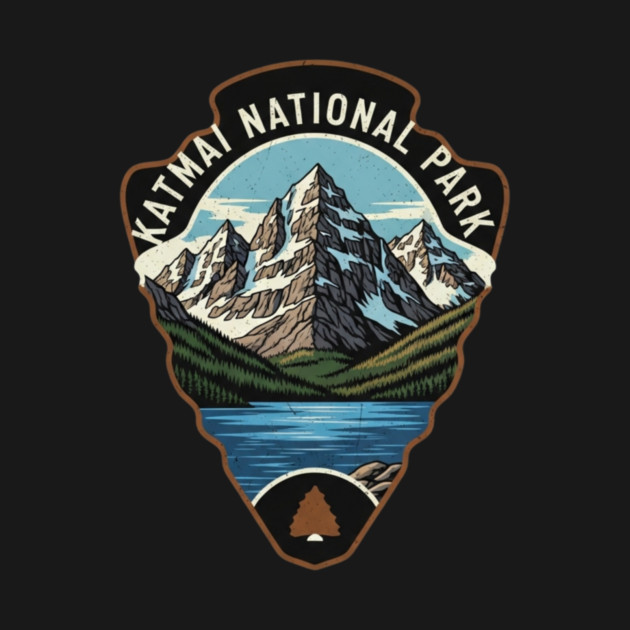 Katmai National Park Text With Beautiful Mountain and Forest Graphic ...