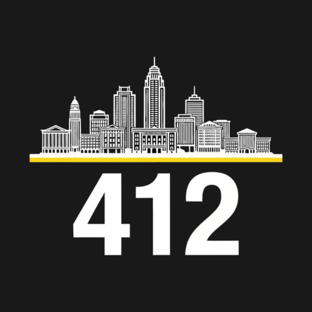 Eye-Catching 412 Area Code with Skyline for Pittsburgh Pennsylvania ...