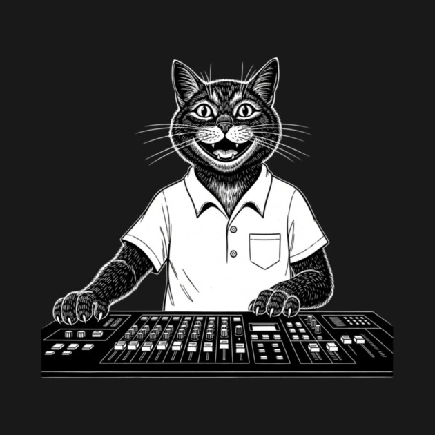 Cool Retro Cat DJ Mixing Music On Audio Mixer Graphic Novel Item - Cool ...