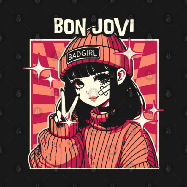 Bon Jovi - Retro Anime Style - Bon Jovi - T-Shirt | TeePublic