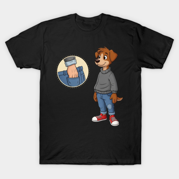 Cute Anthropomorphic Dog Character with Hand in Pocket and Jeans Patch ...