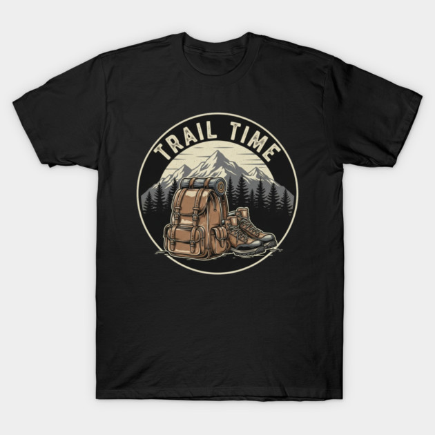 TRAIL TIME Graphic - Hiking Backpack Boots and Mountains Outdoorsy ...