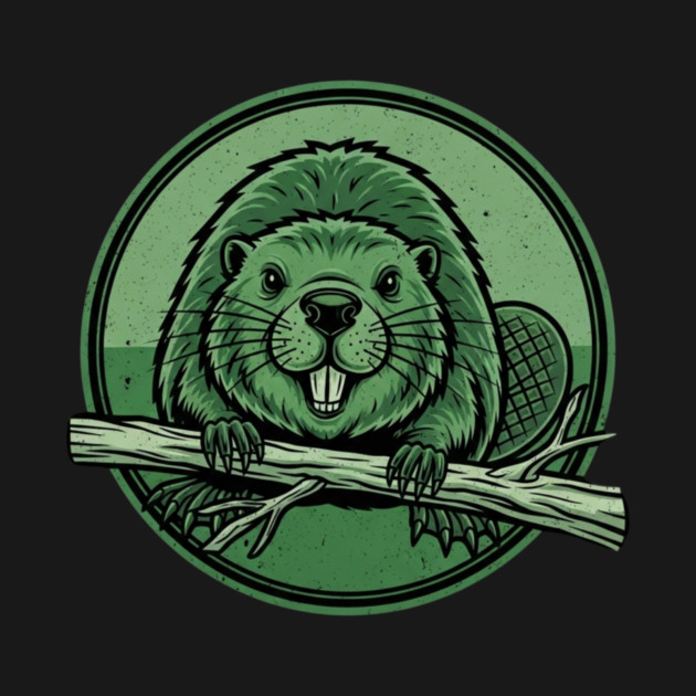 Vintage Beaver With Two Large Buck Teeth Holding Branch and Green ...