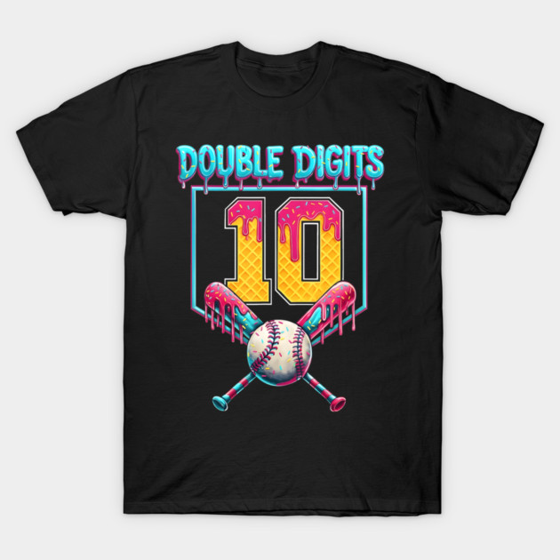Double Digits 10th For - Retro Birthday Present - T-Shirt | TeePublic