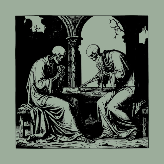 skeletons play cards - Cards - T-Shirt | TeePublic