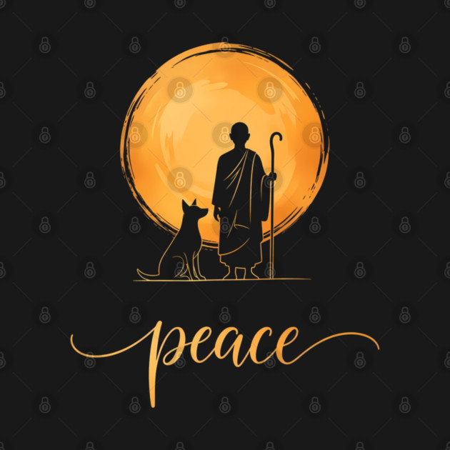 Walk for Peace Monks with Aloka Dog M11483 - Walk For Peace - T-Shirt ...